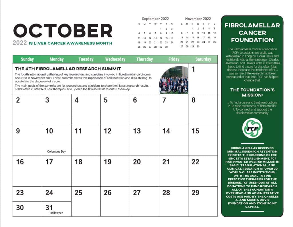2022 Fibrolamellar Calendar - Fibrolamellar Cancer Foundation