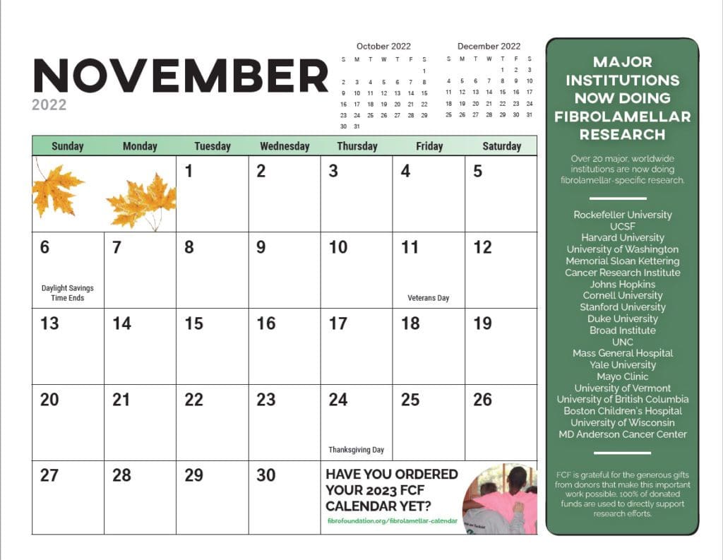 2022 Fibrolamellar Calendar - Fibrolamellar Cancer Foundation